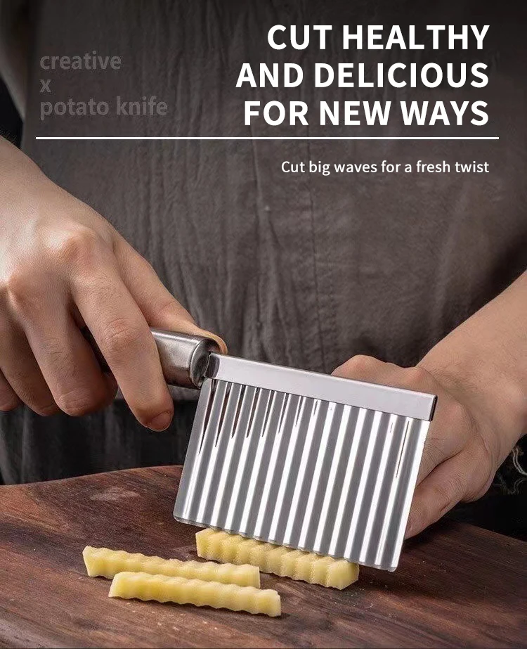 304 Stainless Steel Kitchen Crinkle Tool Chopper Potato Chip Crinkle ...