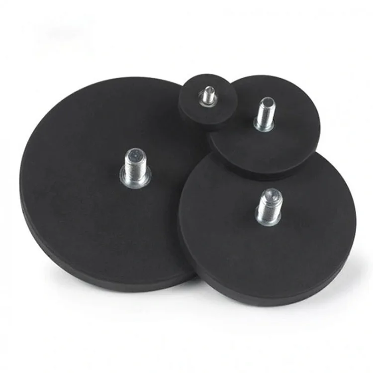 Flat Ndfeb Internal Threaded Rubber Coated Pot Magnets Rubberized ...