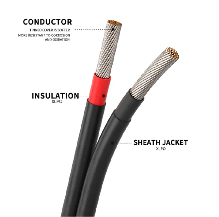 Red And Black Tinned Copper Dc Solar Panel Wire 4mm Solar Pv Cable ...