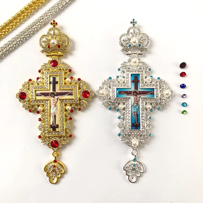 Latest Greek Orthodox Gold Pectoral Cross Necklace with Pearl & Alloy ...