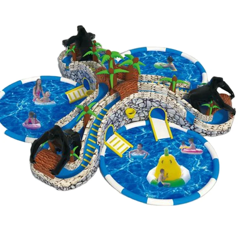 Gorilla Themed Water Park Portable Kids Amusement Park Inflatable Water ...