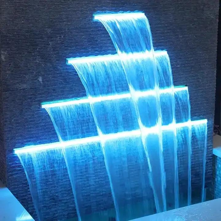 Plastic Water Descent Waterfall Fountain Light Led Swimming Pool ...