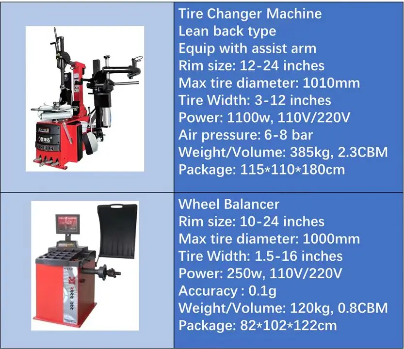 Full Automatic 24" Lean Back Tire Changer & Tire Balancer Combo Swing ...