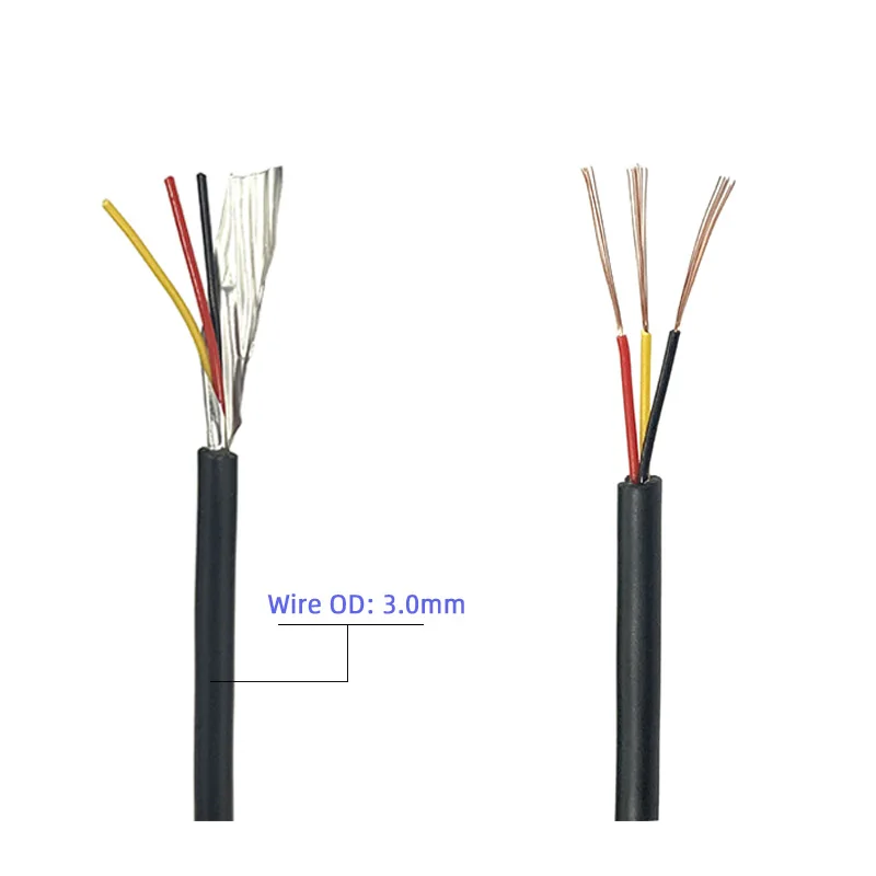 Multi Awm Black Al 2464 28awg 3 Core Aluminum Foil Cable For Singal Trs ...