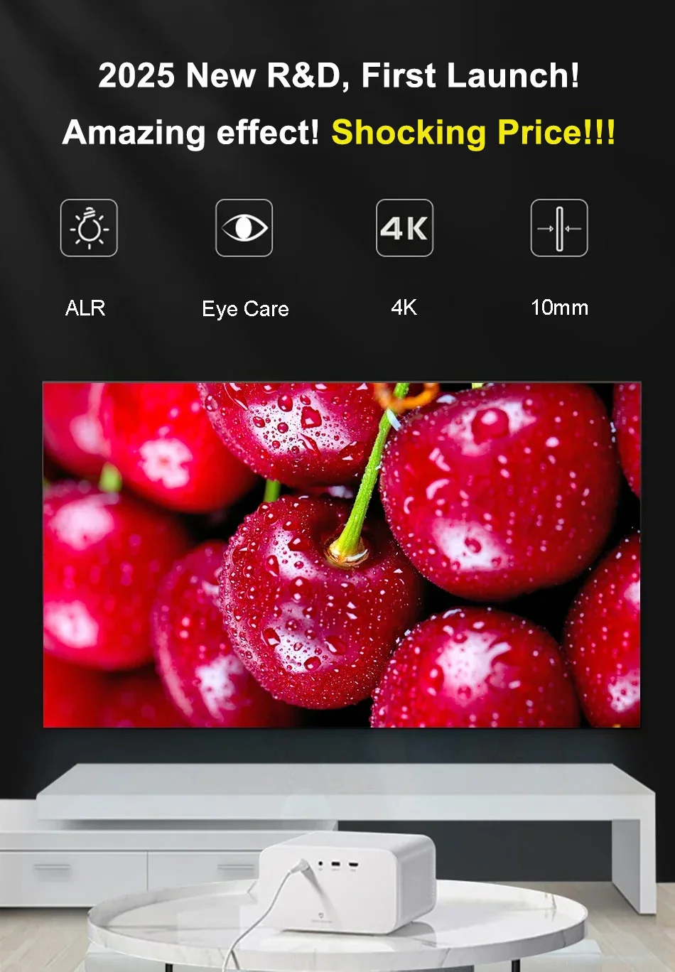 Triple Laser Dedicated Fresnel Pro Long Throw Projector Screen 120"