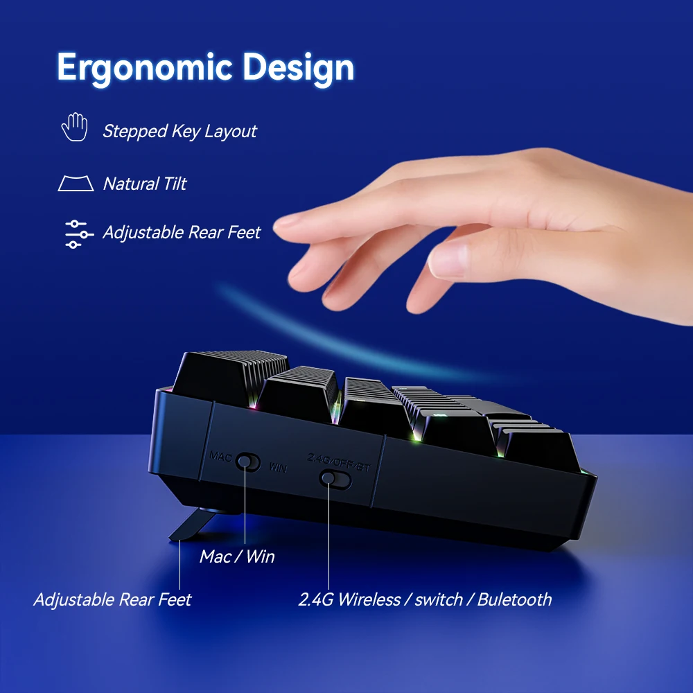 60% Wireless Mechanical Gaming Keyboard with RGB Backlit Brown Switch ...
