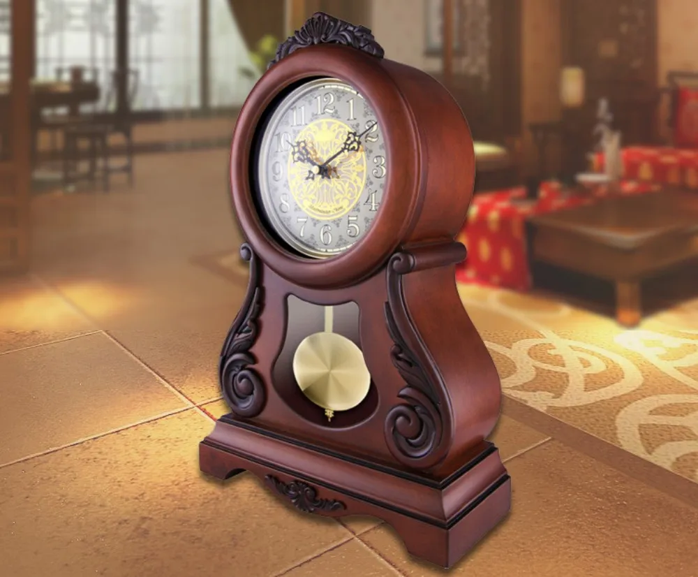 Vintage Mantle Clock Grandfather Pendulum Clock Floor Table Wooden ...