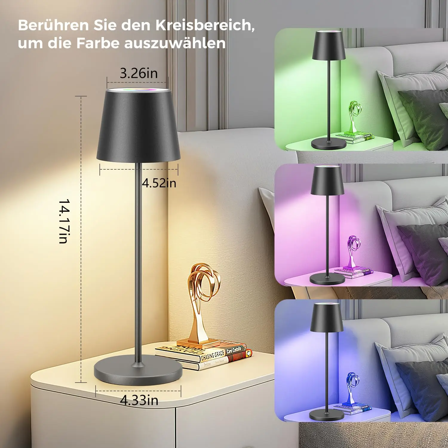 Modern Creative Style Round Led Table Lamp Battery Operated 3 Color ...