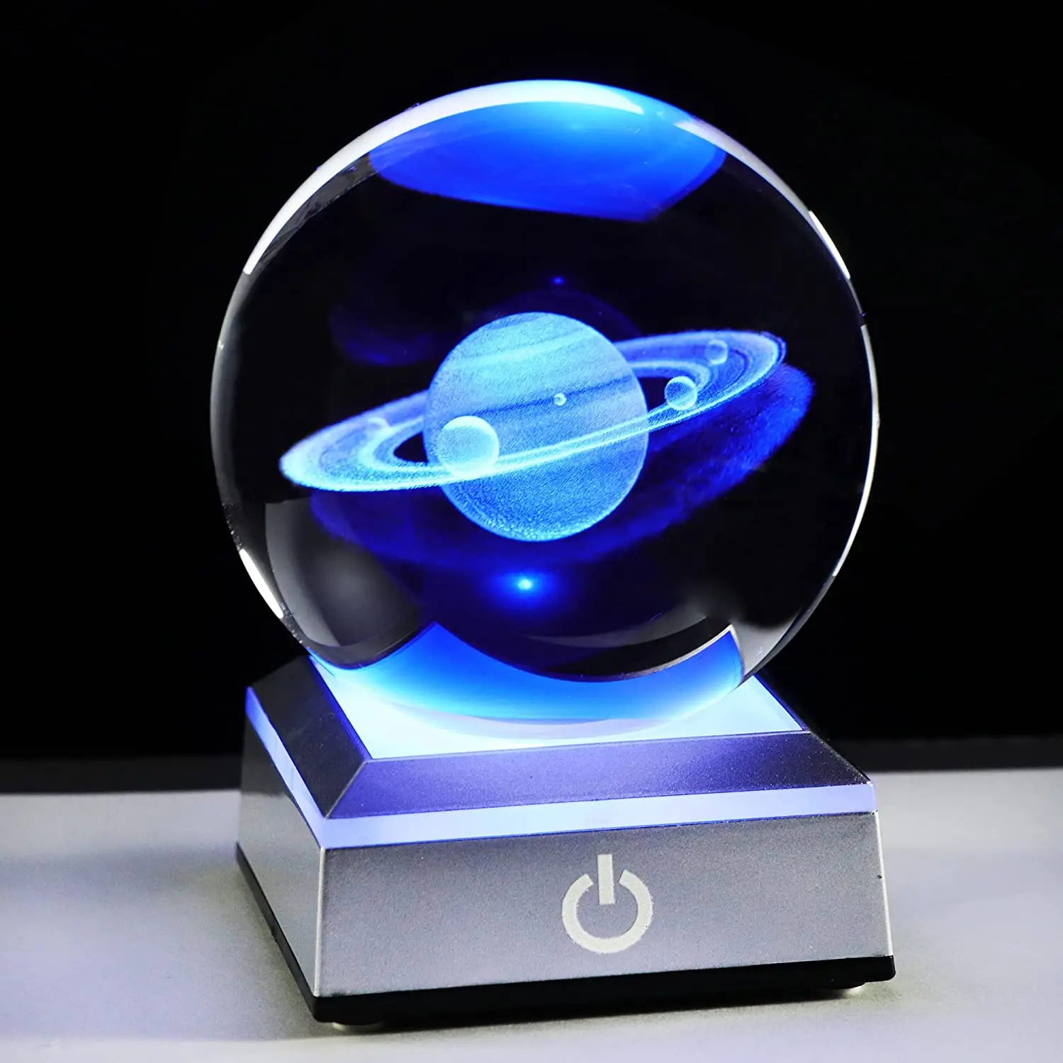 80mm Planet K9 Solar Ball Saturn - 3D Crystal Engraving