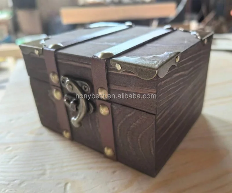 Vintage Wooden Pirate Treasure Chest - Custom Handle Lock Box for ...