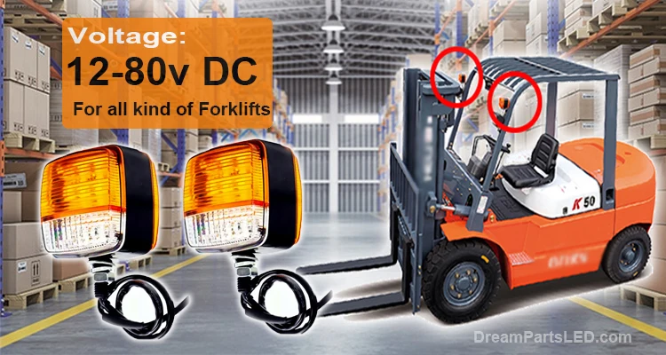 12-80V Forklift Front Turn Signal Light 85MM Double Side LED