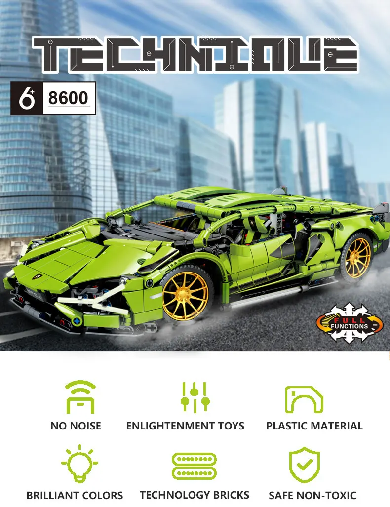 Sembo Technic 1254pcs Speed Super Racing Car Lamborghining Building ...