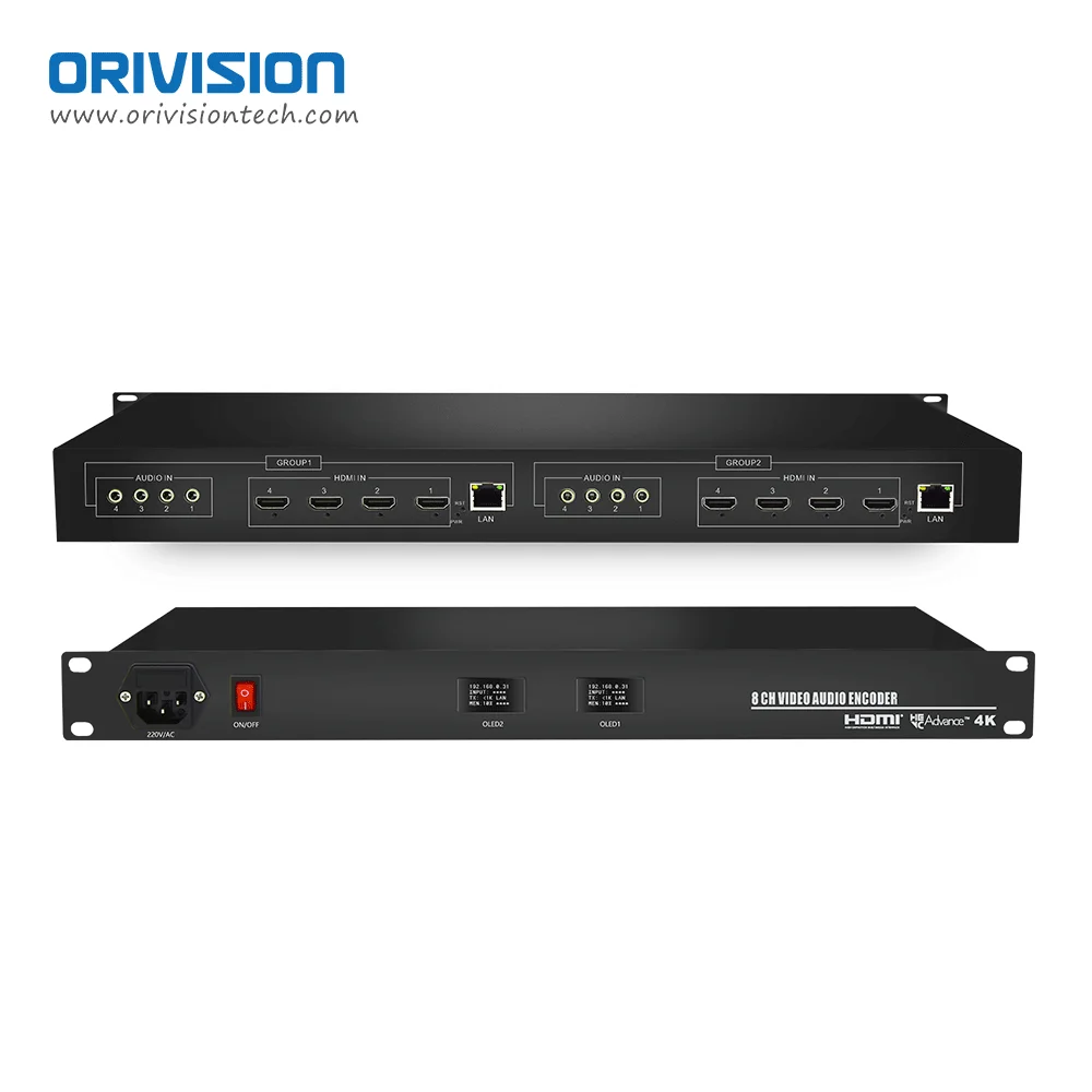 1u Rackmount 8 Channels Encoder Iptv 4k 1080p H.265 H.264 Srt Encoder 8 ...