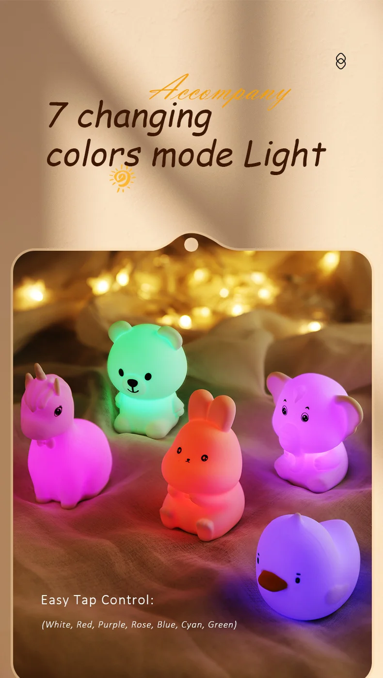 Multi Color Cute Toys Soft Dolphin USB Nursery Nightlight Animal Lamps ...