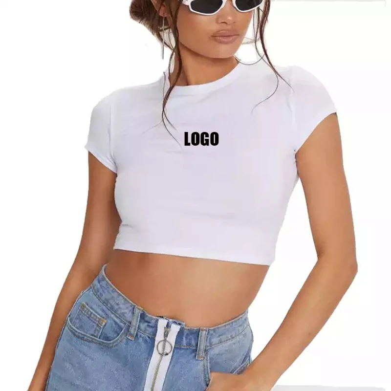 Fashion Latest Design Crop Top Slim Fit Cotton Crop T Shirt For Women ...