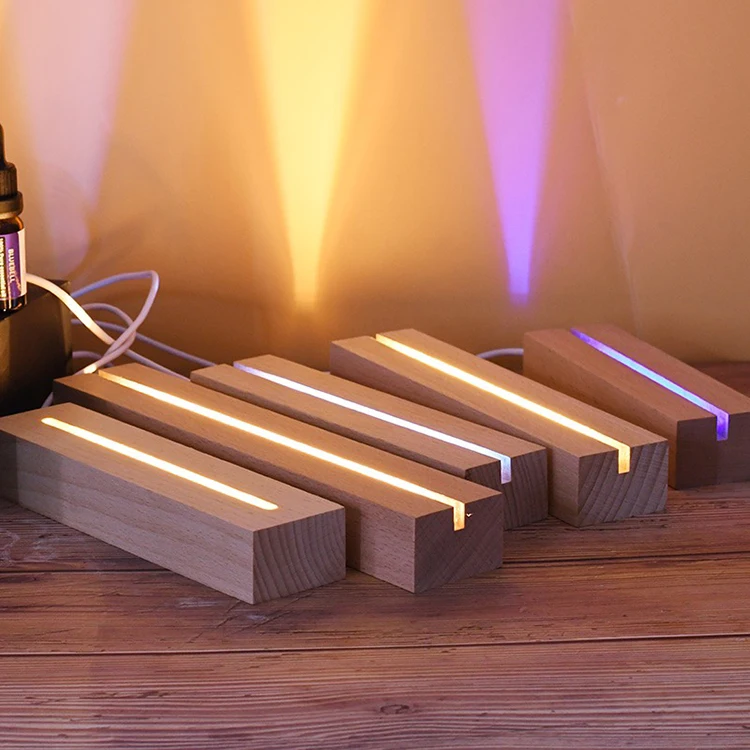 Wood Display Pedestal With Acrylic Sheets Rectangle Led Lights Bases ...