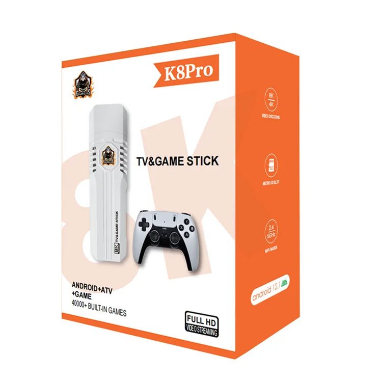 2023 M8 K8 Pro Game Console - 4K Android TV Stick with 40000 Games