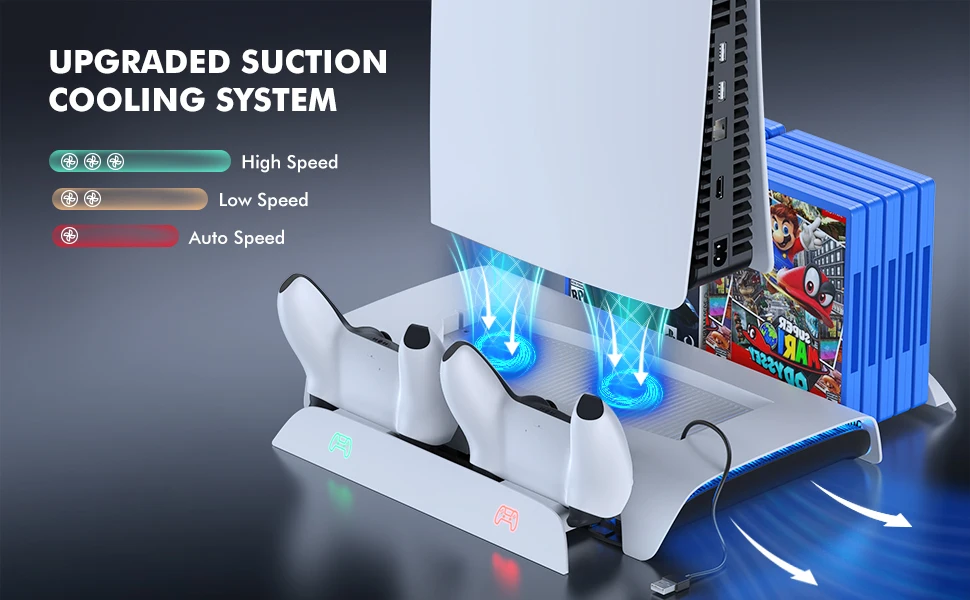 Kiwihome Cooling Station With Rgb Indicator,Digital Vertical Stand With ...