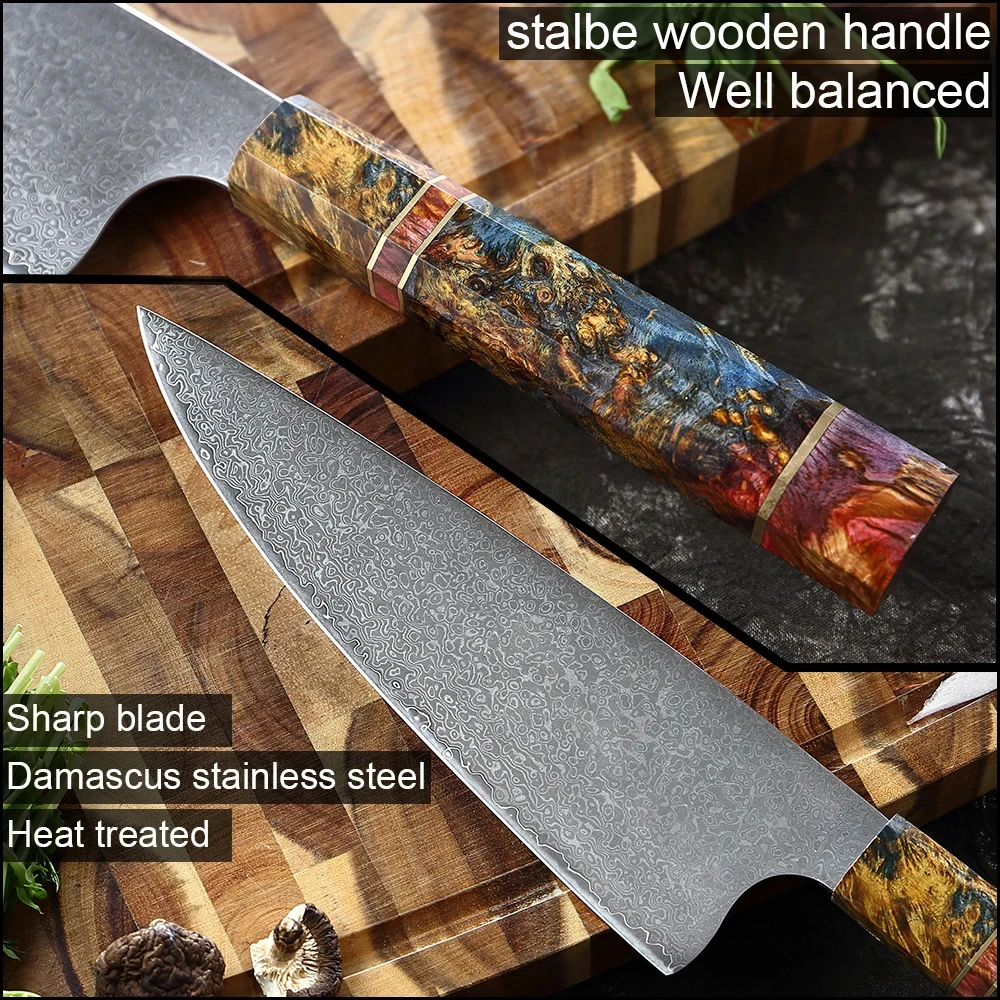 8 Inch Damascus Steel Slaughter Knife Large Chef's Knife Sharp Kitchen ...