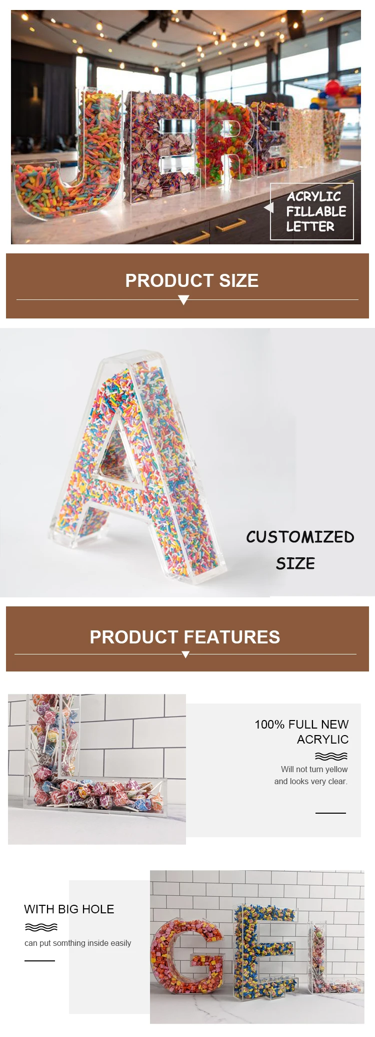 Wholesale Hollow Acrylic Fillable Alphabet Letter 3d Clear Candy ...