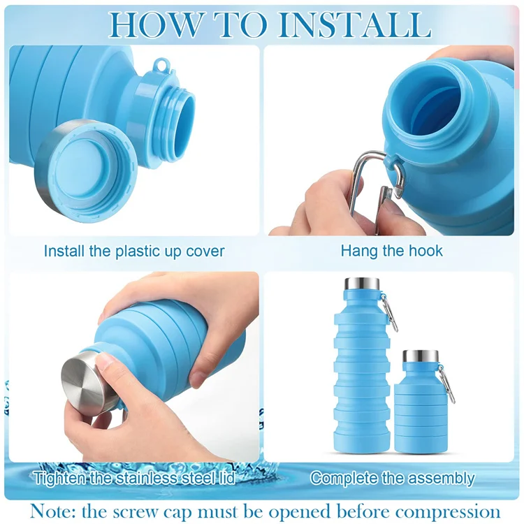 Custom Logo Eco Friendly Silicone Folding Water Bottle