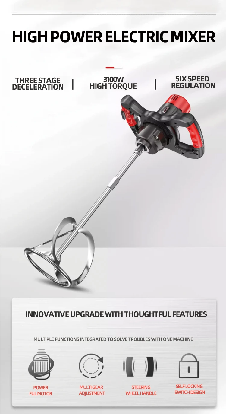 3200W Electric Mixer - Efficient Concrete and Mortar Mixing