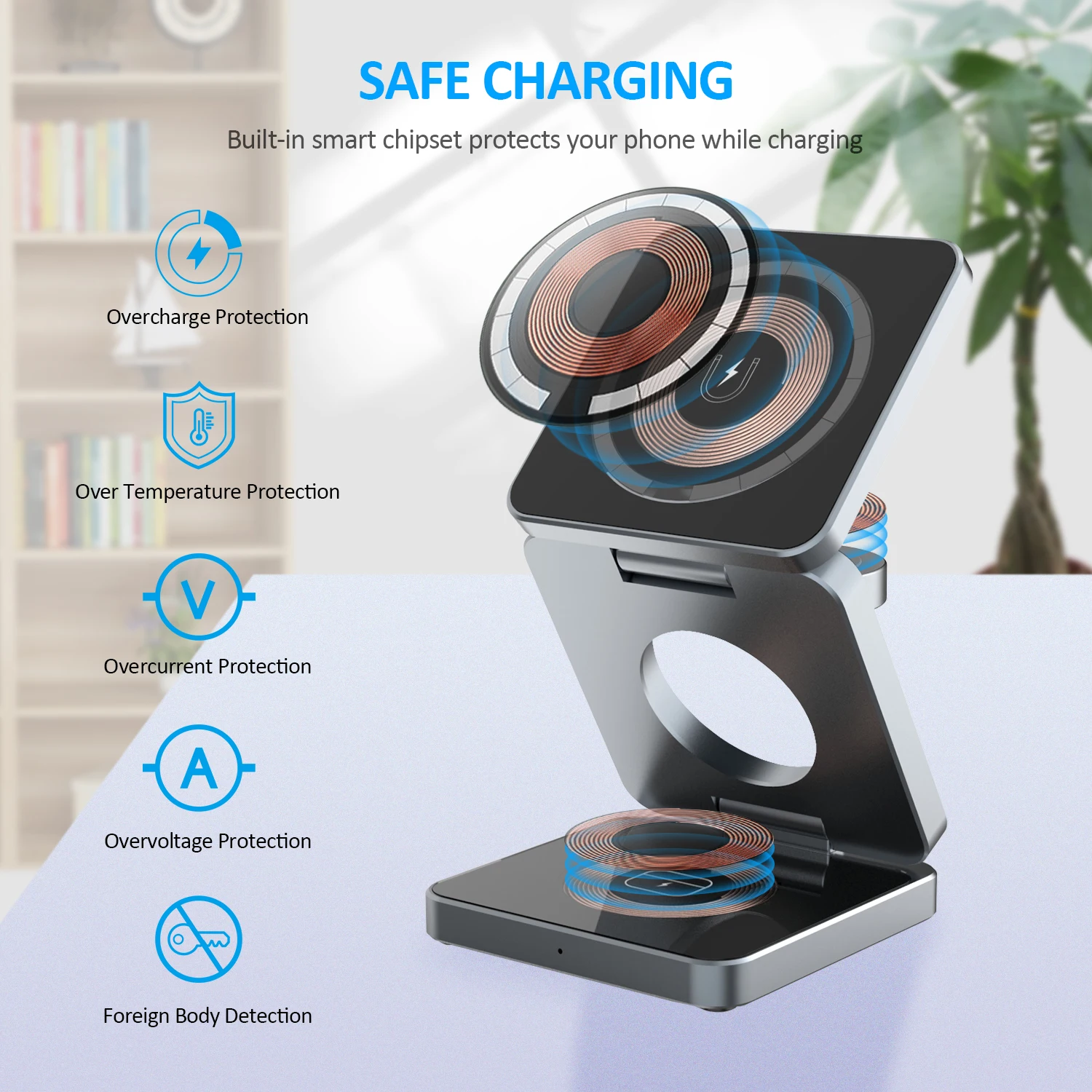 Portable Qi Wireless Magnetic Phone Charger Stand Holder Foldable 15w ...