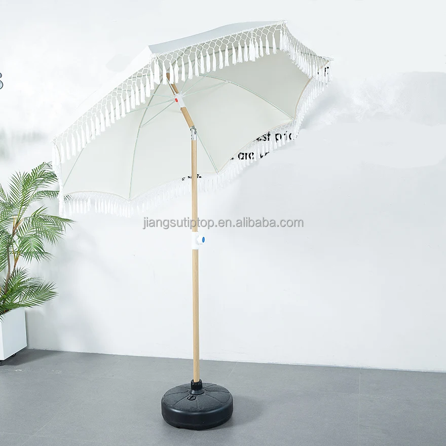 Custom Portable Luxury Boho Big Beach Outdoor Umbrella with Tassels ...