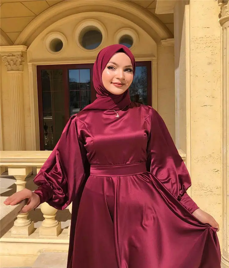 Traditional Islamic Prayer Ethnic Clothing Dubai Muslim Red Satin ...