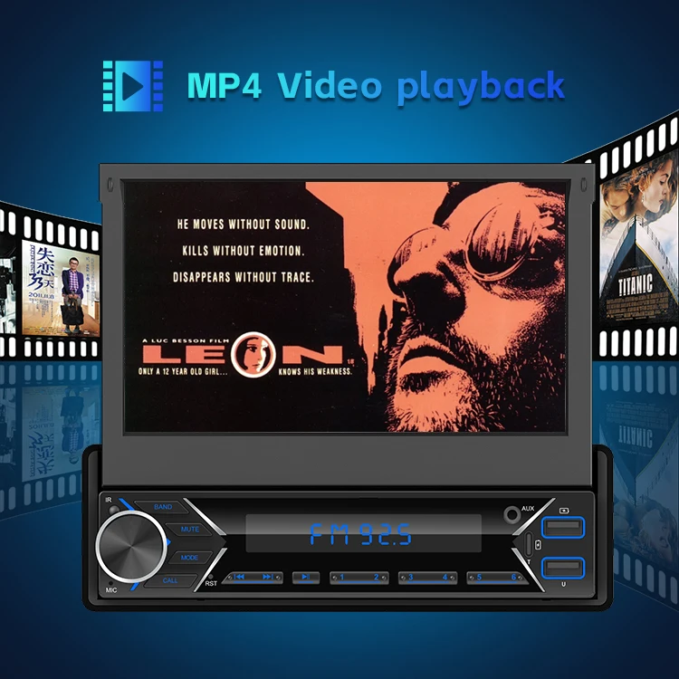 1 Din Android Car Mp5 Radio Autoradio 7'' Automatic Retractable Screen ...