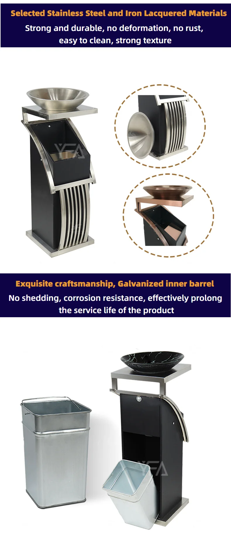 Wholesale Luxury Hotel Lobby Stainless Steel Trash Cans