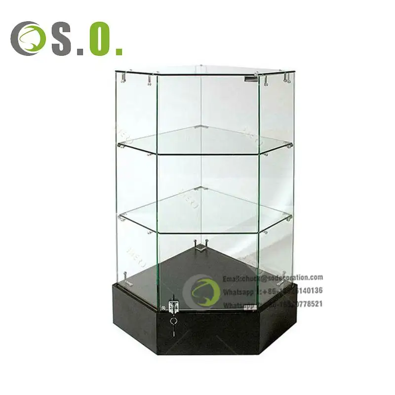 Full Vision Showcase With LED Lighting Glass Display Cabinets Tall ...