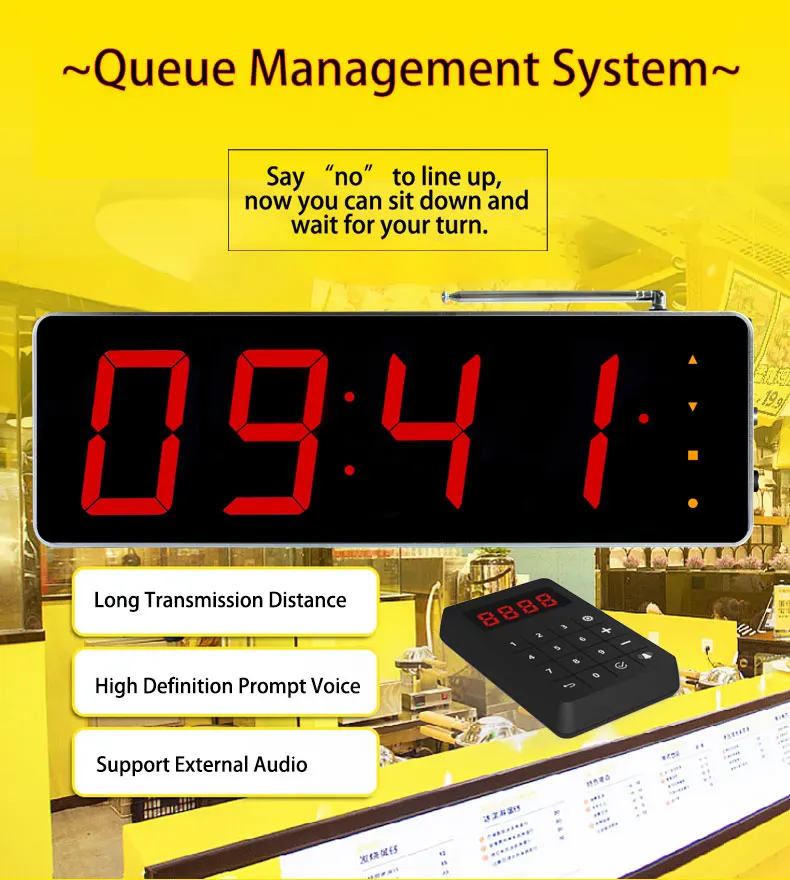 Ticket Number Track Display Customer Flow Keypad Transmitter Wireless ...