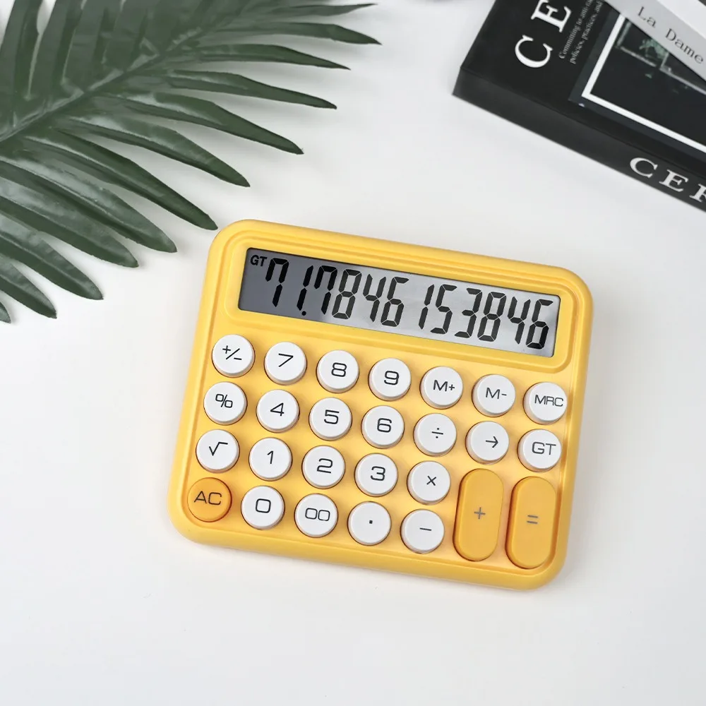 12 Digit Ergonomic Mechanical Button Calculator Desktop Cute Large ...