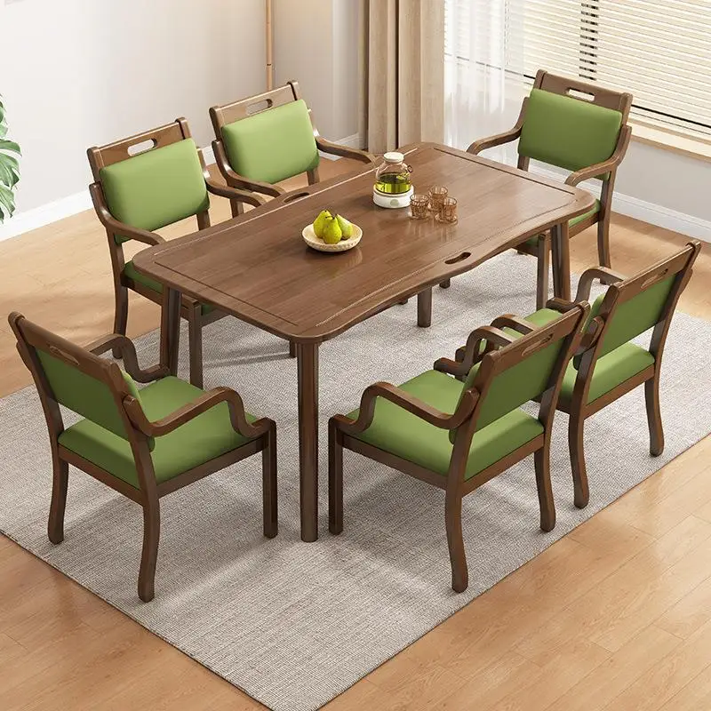 Elderly Home Solid Wood Dining Table And Chairs Nursing Home Supporting ...