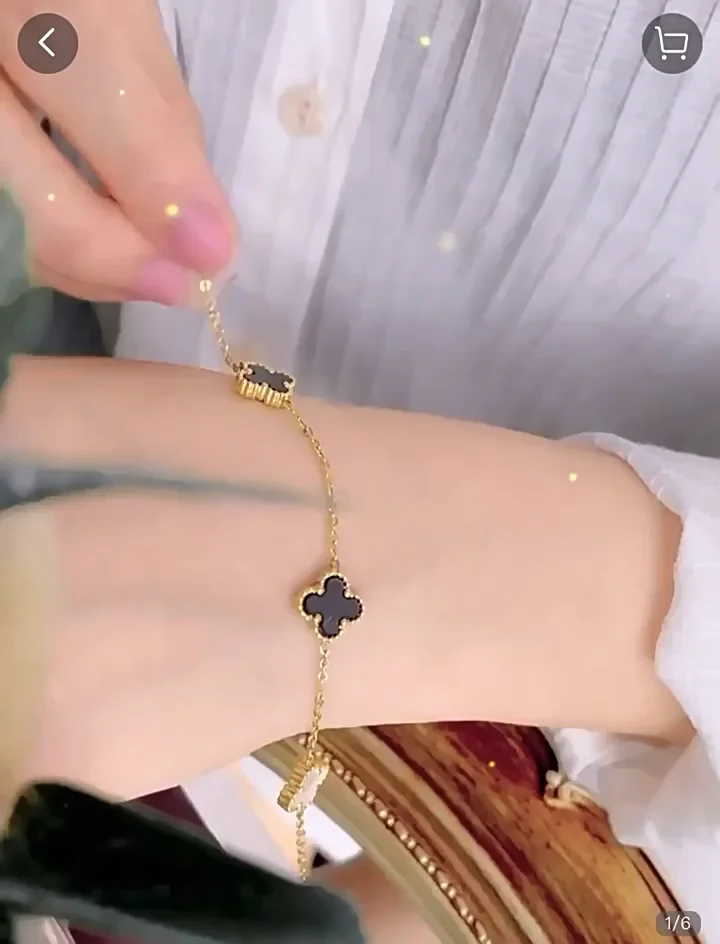 18k Gold Plated Lucky Stainless Steel Double-sided 4 Four Leaf Clover Jewelry Necklace Set 4 ...