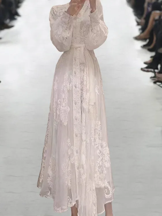 Large Size Heavy Industry Embroidery Dress Female Mid-length Autumn New ...