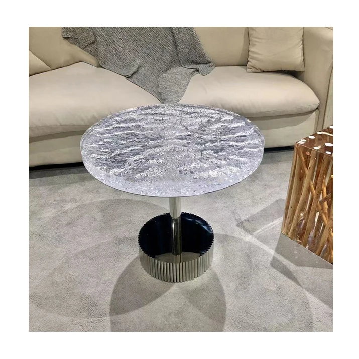 Luxury Modern Italian Minimalist Crystal Water Ripples Glass Top Coffee ...