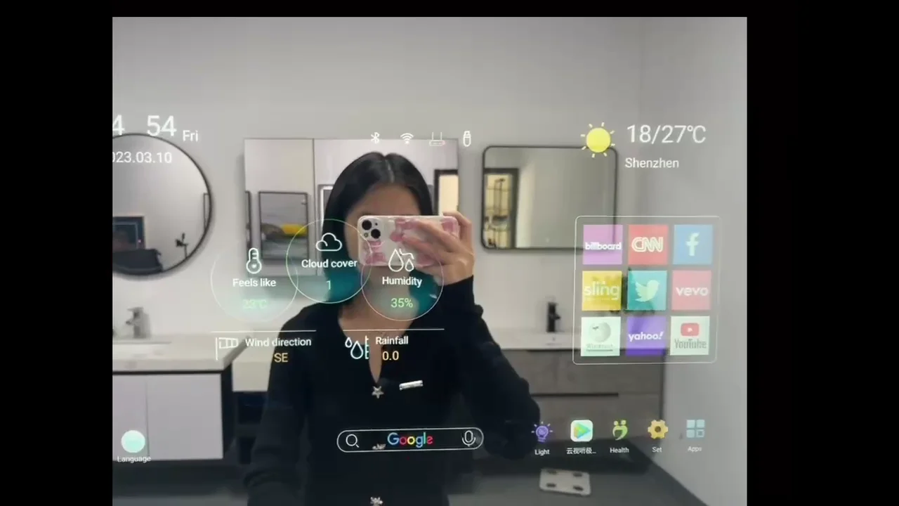 2-way Glass Android Bathroom Smart Mirror Wall Mounted Magic Mirror ...