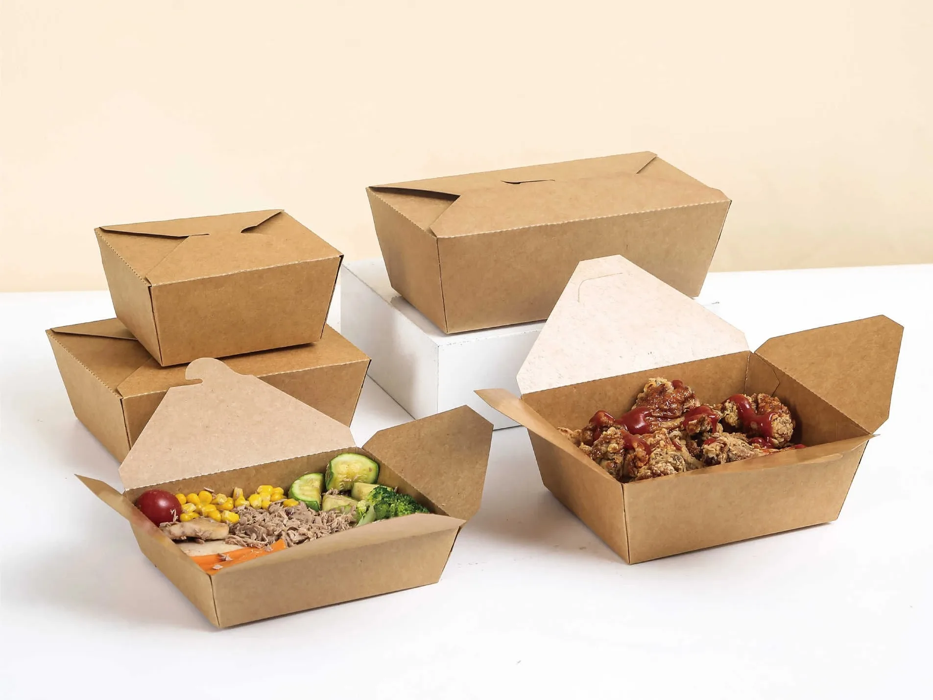 Foldable Custom Printed Logo Disposable Kraft To Go Takeaway Packaging ...