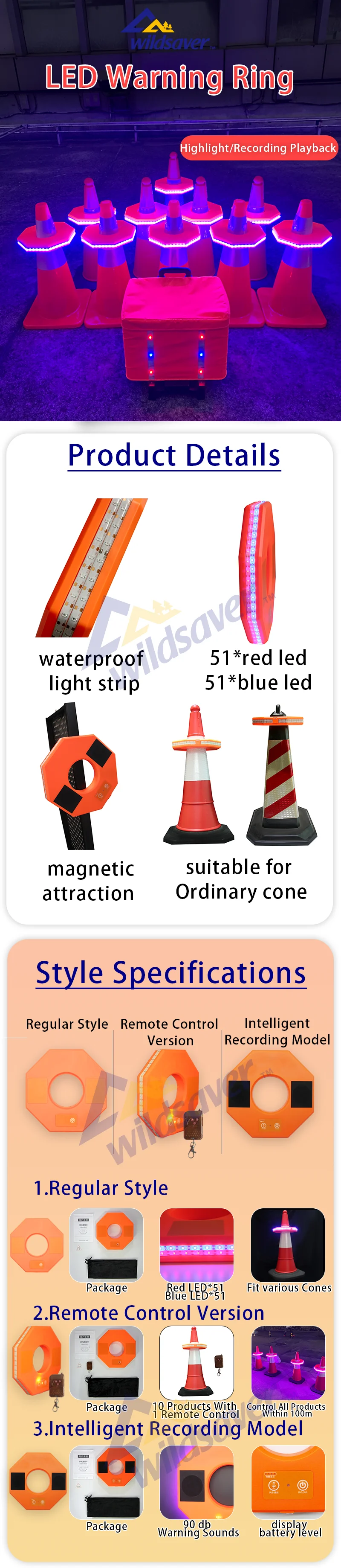 Custom Led Road Cone Topper Recharged Flashing Safety Traffic Cone ...