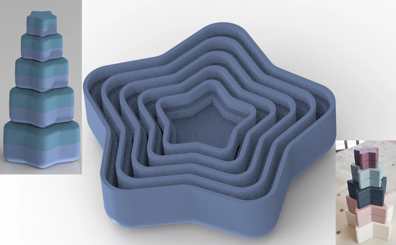 Kids Playtime Nesting Stars Toy 100% Soft Silicone Stackable Nesting ...