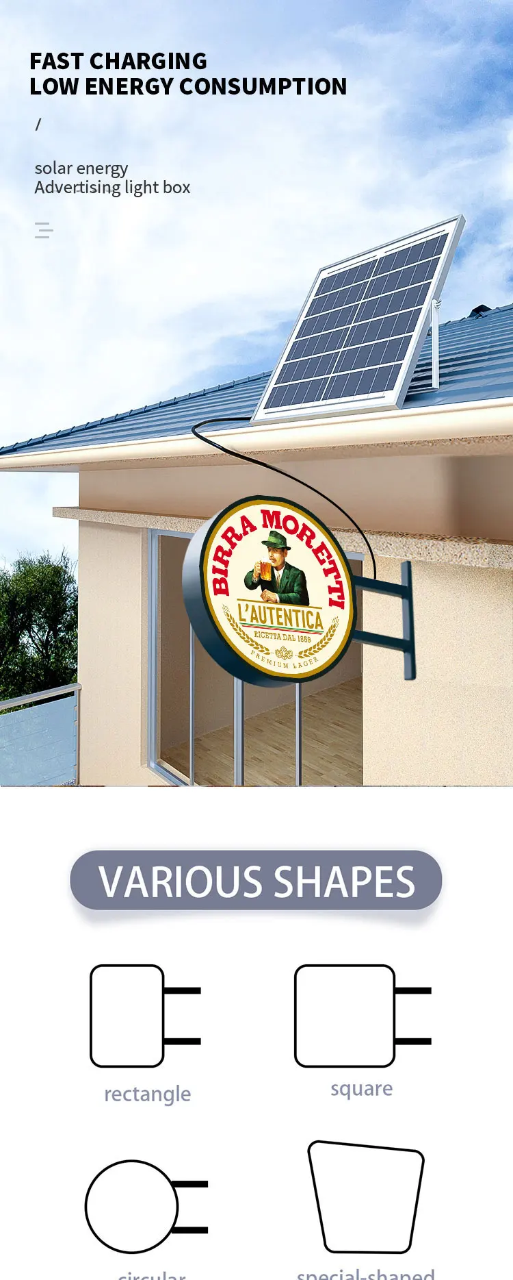 Solar Outdoor Advertising Backlit Led Light Box Acrylic Led Shopfront ...