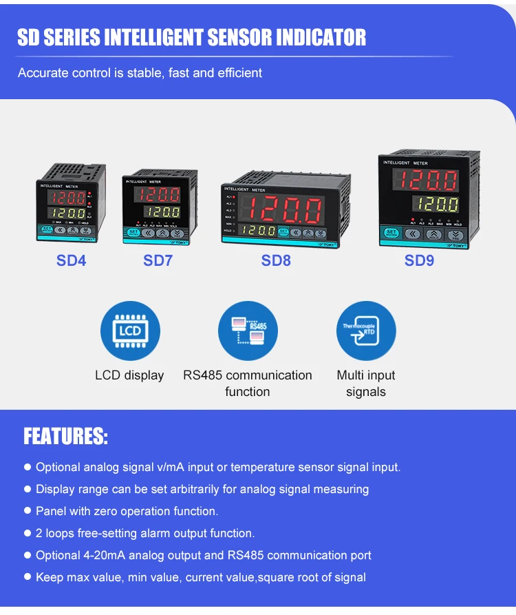 TOKY Industrial 48*48mm Sensor Indicator Intelligent Digital Display ...