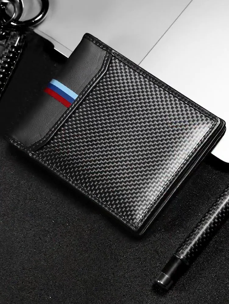 Carbon Fiber Card Holder Wallet Rfid Blocking Leather Driver License ...
