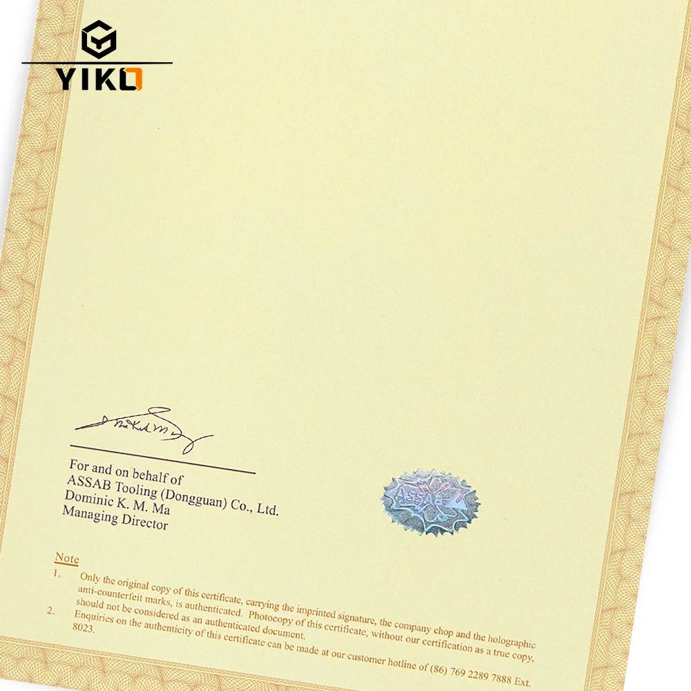 Yutai Custom Paper Bronzing Certificate,Security Parchment Paper,Kraft ...