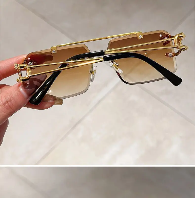 Gradient Color Sunglasses Male Models Rimless Sunglasses Fashion ...