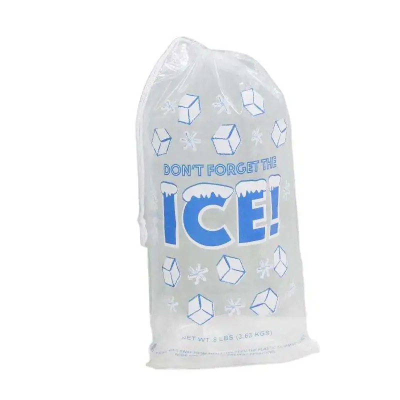 Custom Logo Printed Ice Bag with Drawstring - 5lb to 20lb