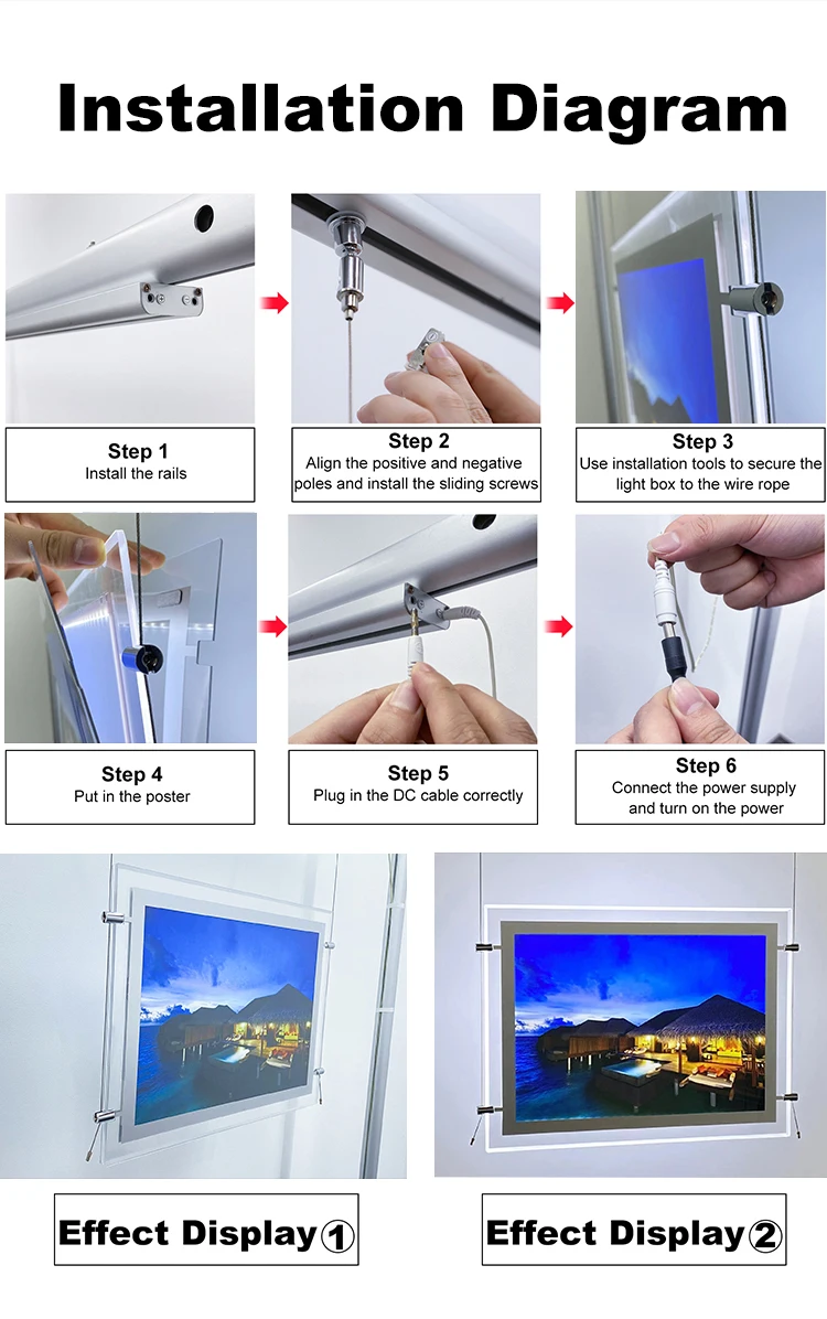 A3 Crystal Led Frames - Illuminated Light Box Display