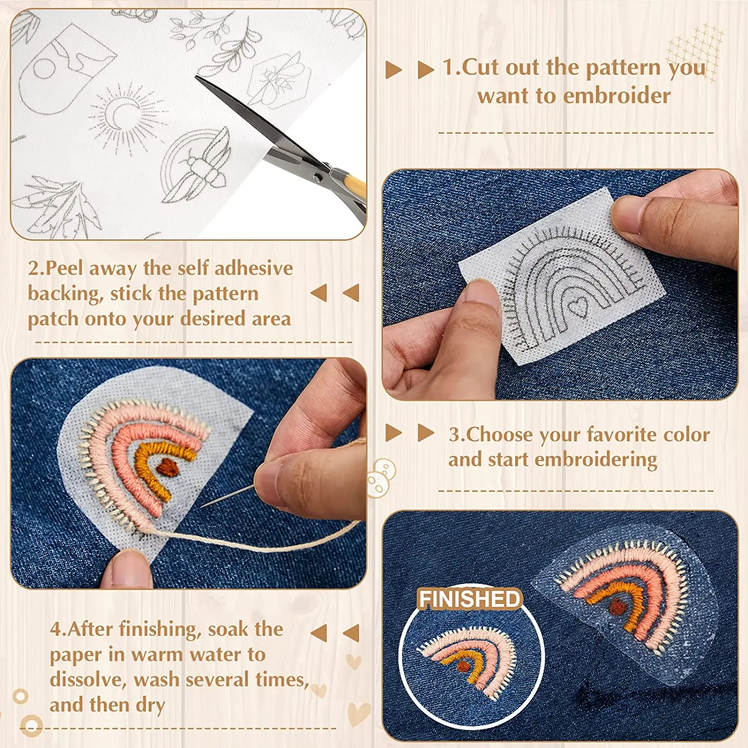 Printable Stick And Stitch Embroidery Water Soluble Paper Wash Away ...